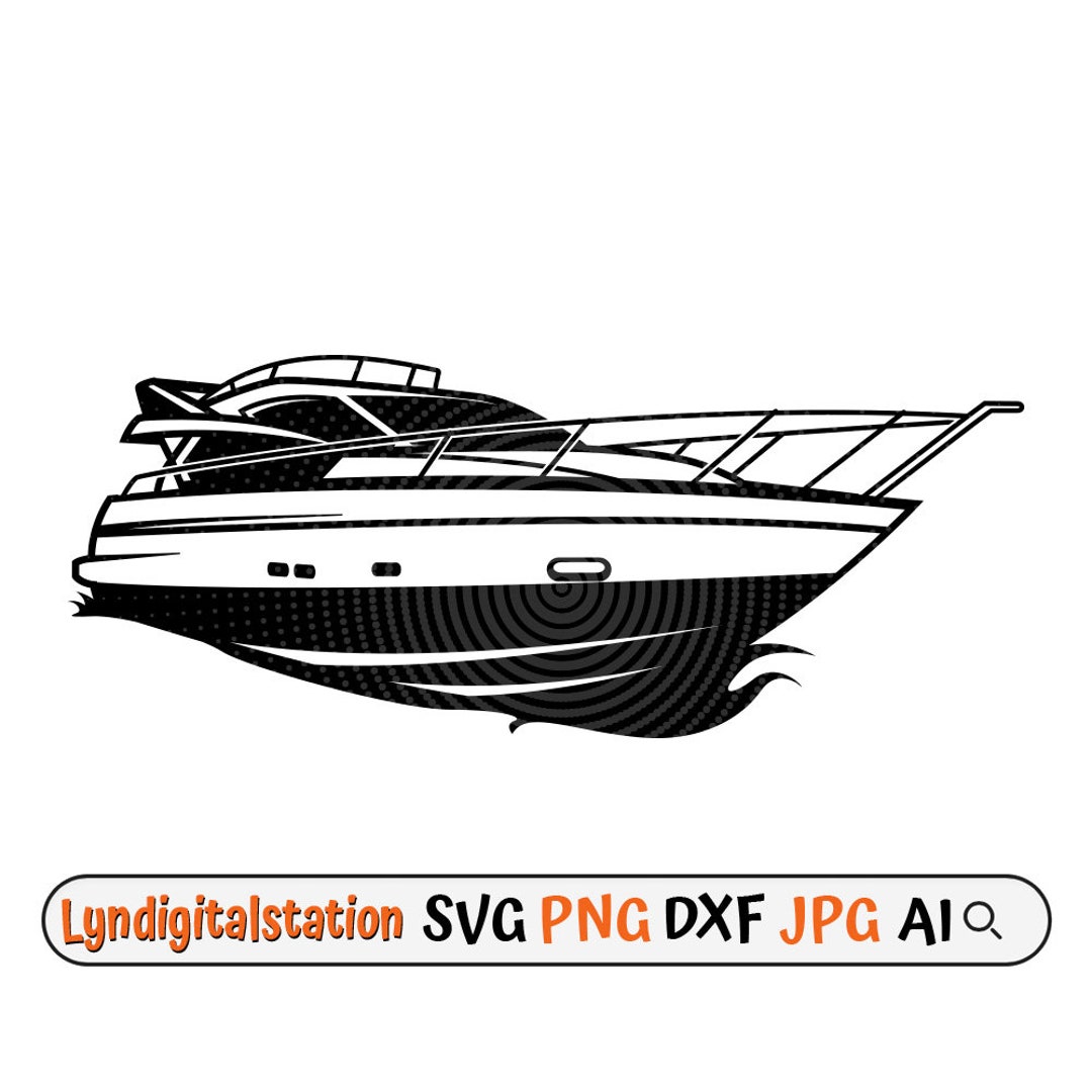 Yacht Svg | Speed Boat Clipart | Luxury Yachts Cut File | Recreational ...