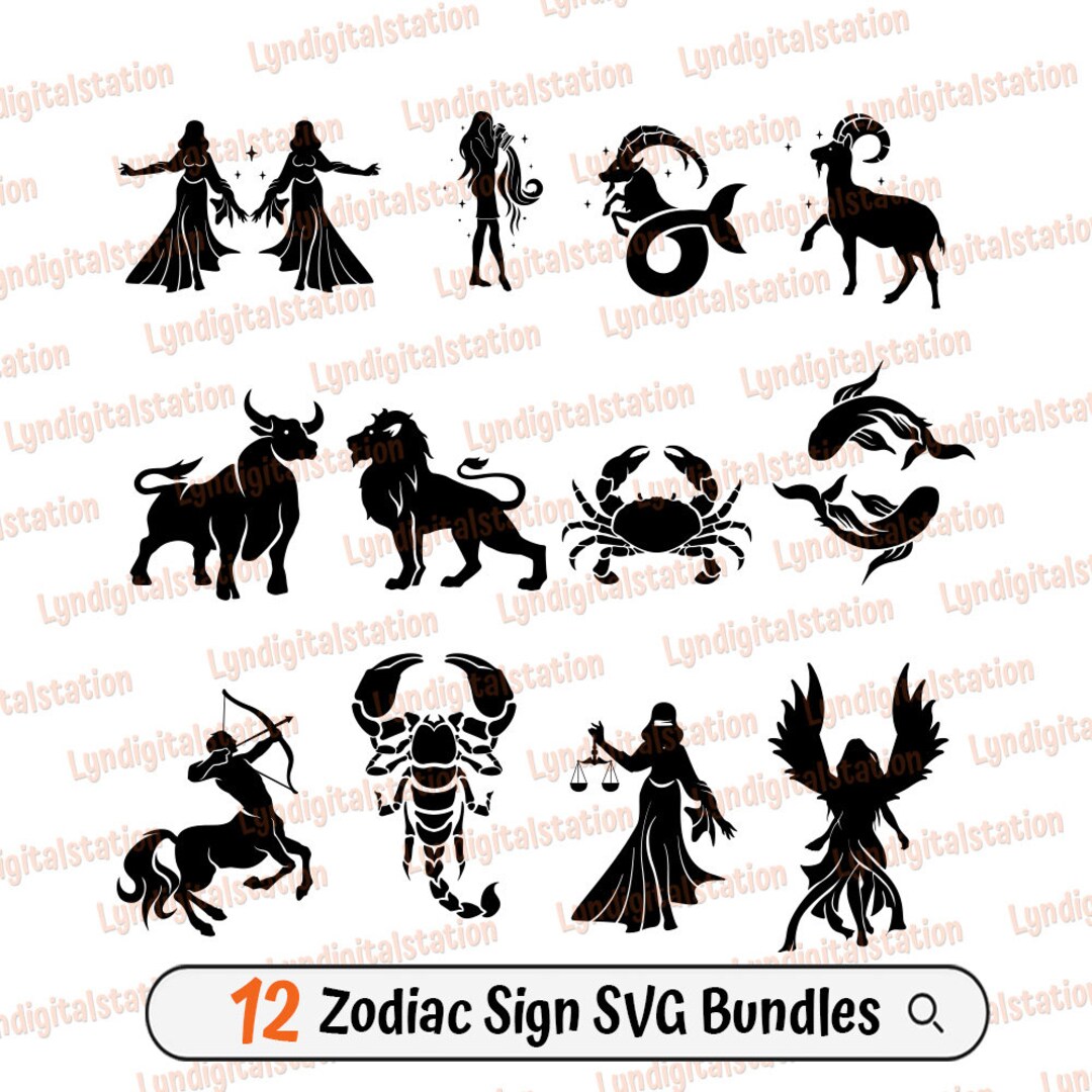 Zodiac Sign Bundles Svg | Astrology Clipart | Astrological Sign Cut ...