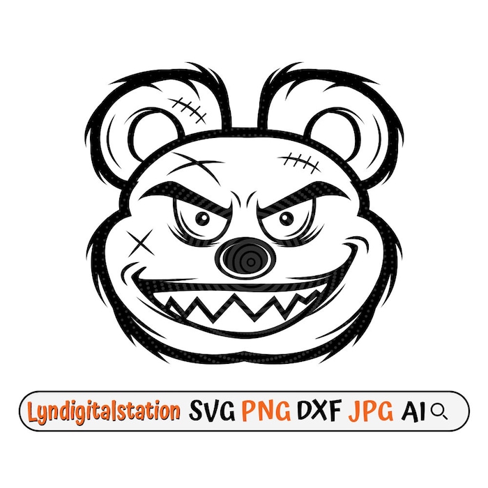 Evil Face Teddy Svg - Etsy