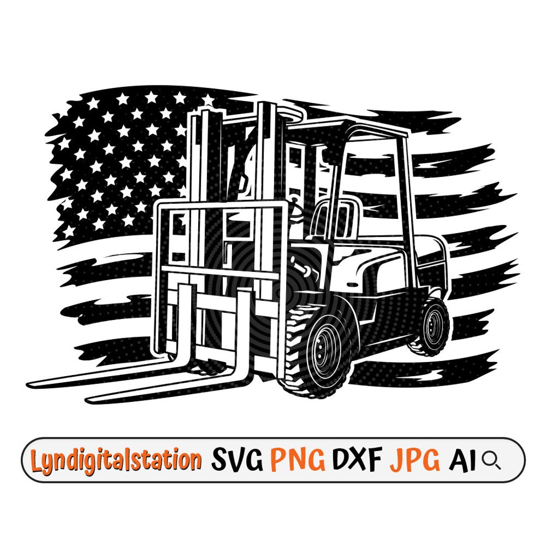 US Forklift Svg | Small Industrial Vehicle Clipart | Truck Cut File ...