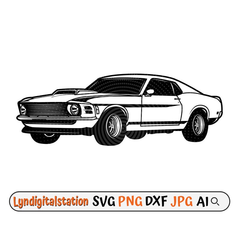 Muscle Car Svg Vintage Car Clipart Retro Car Cut File Car Lover Stencil ...