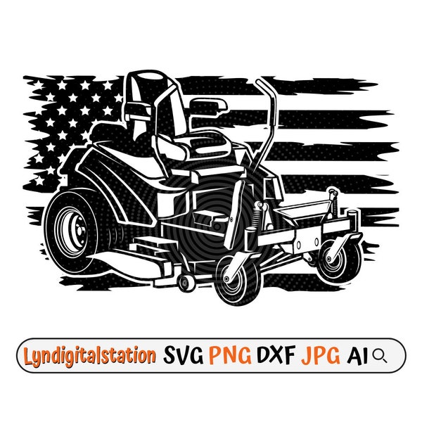American Flag With Lawn Mower Svg - Etsy