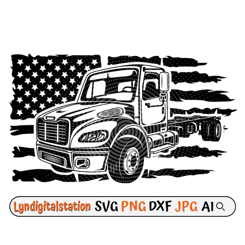 US Freightliner Truck Svg | US Trucks Clipart | Flat Bed Semi Truck Cut ...