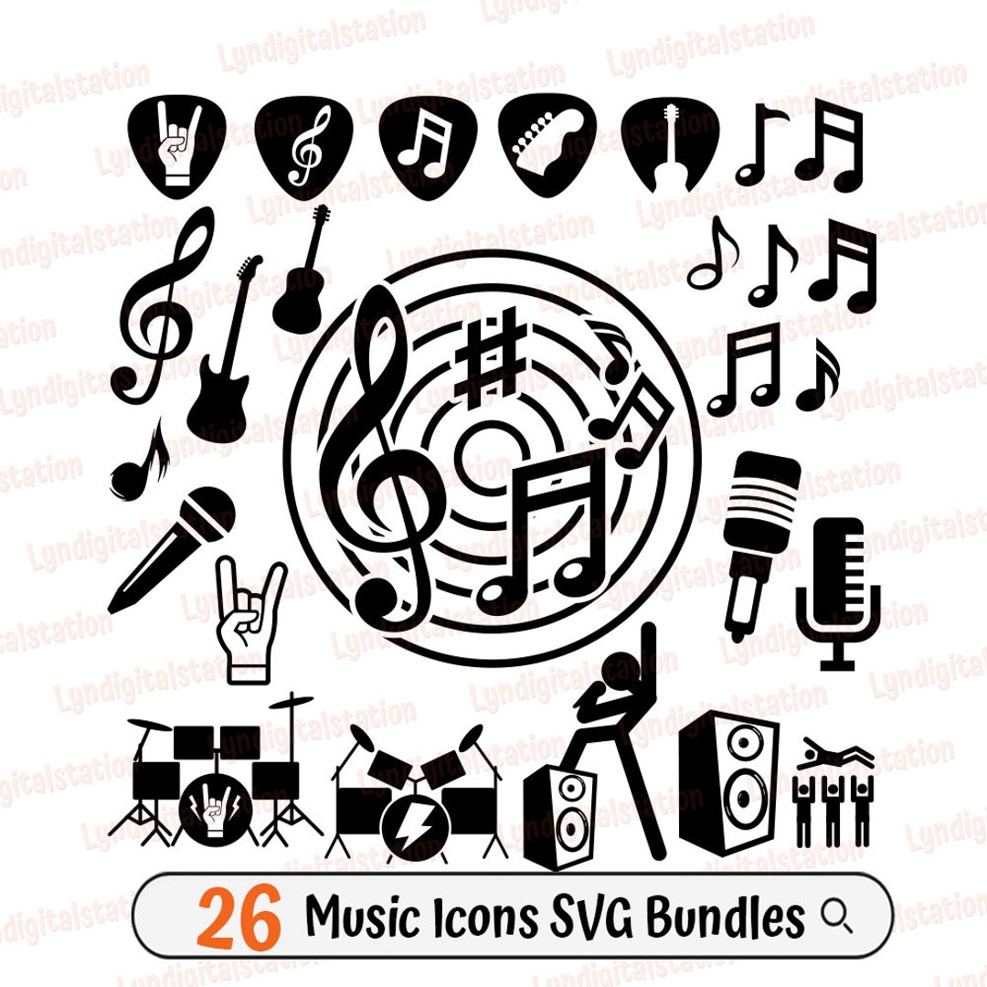 26 Music Icon Bundles Svg | Rock N Roll Clipart | Musical Notes Cut ...