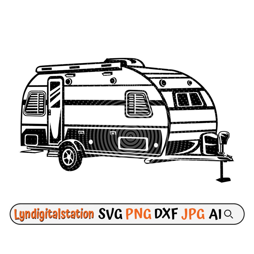Camping Van Svg | Outdoor Caravan Clipart | Camper Van Cut File ...