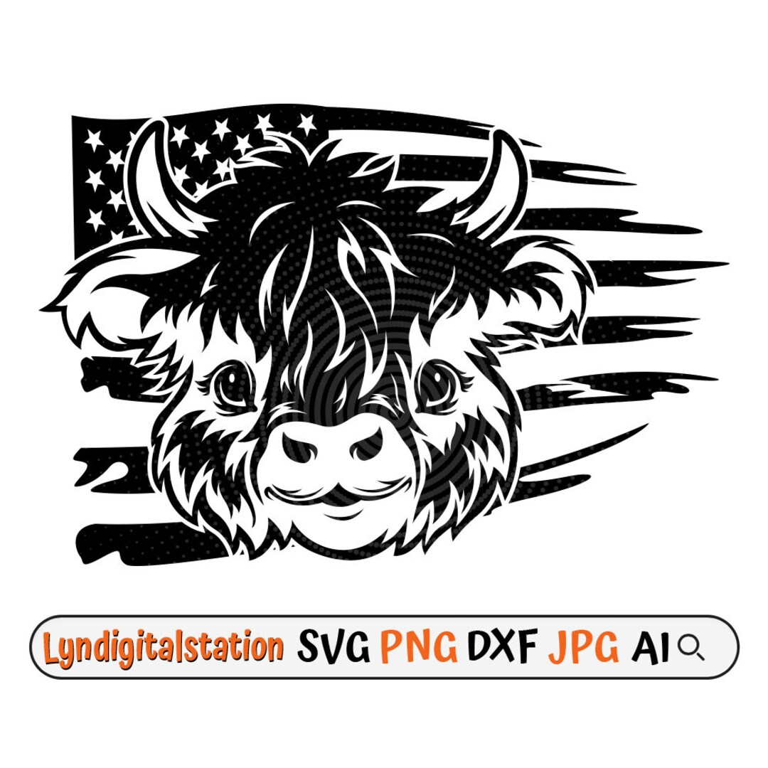 US Cute Baby Highland Cow Svg | Calf Clipart | Farm Animal Cut File ...