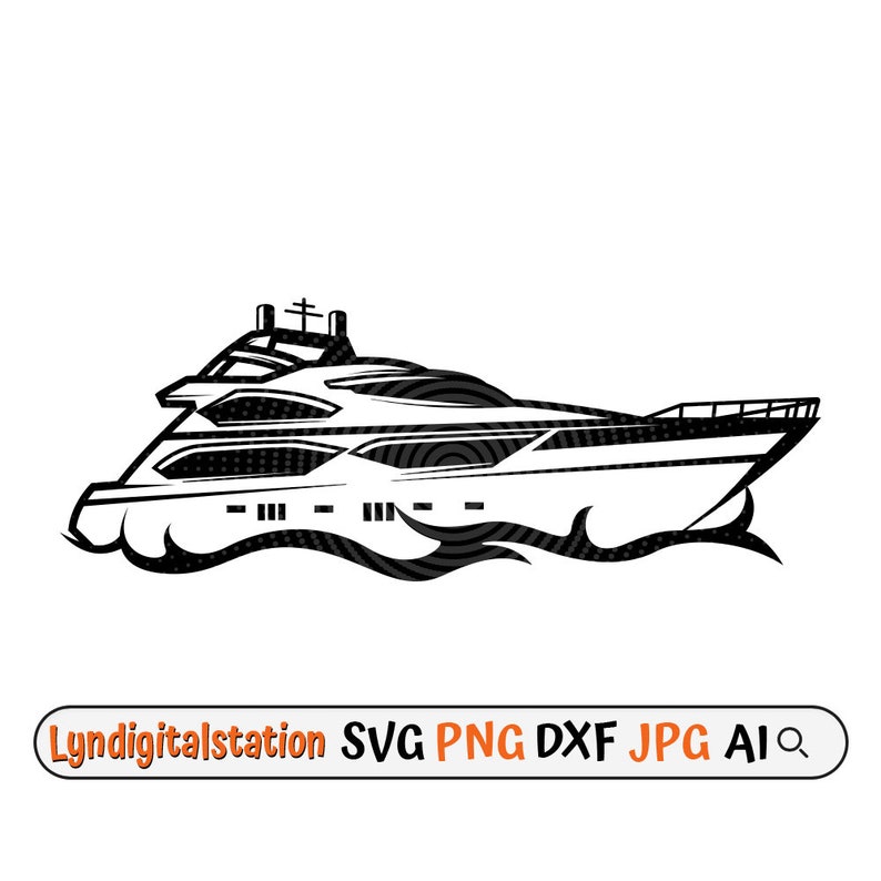 Yacht Svg Speed Boat Clipart Luxury Yachts Cut File Recreational ...