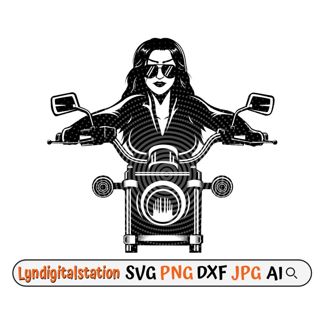 Girl Rider Svg | Woman Biker Clipart | Biker Cut File | Biker Woman ...