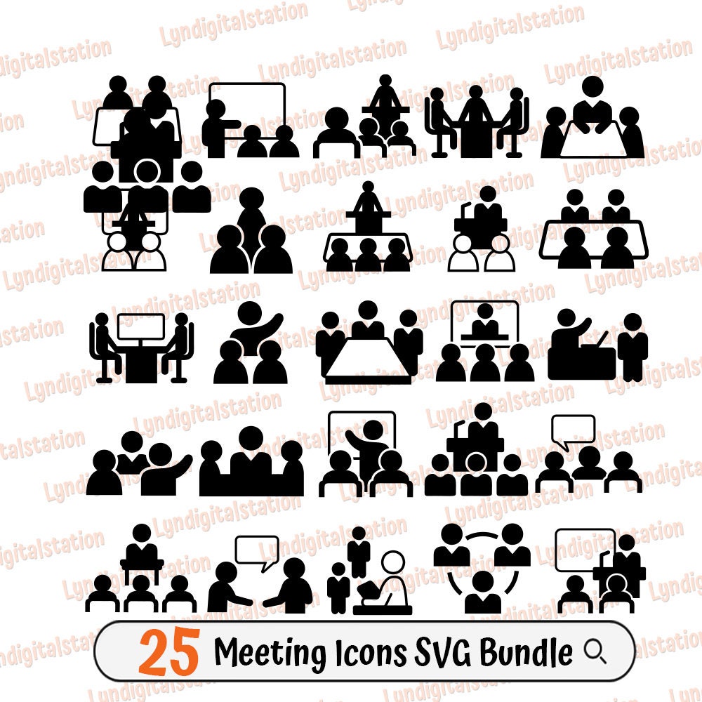 25 Meeting Icons Bundles Svg | Entrepreneurship Clipart | Business ...
