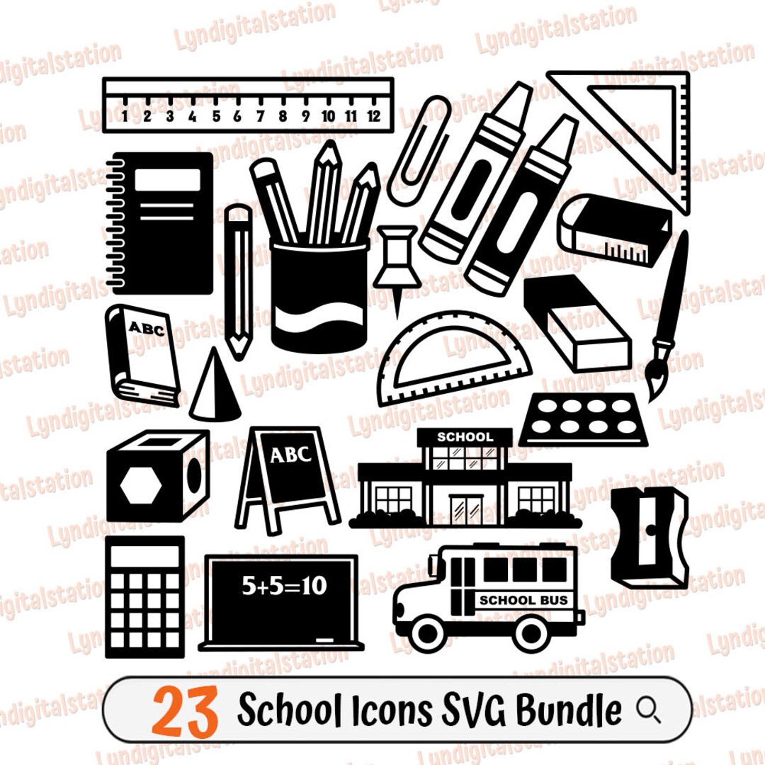 23 School Icons Bundles Svg | Mathematics Clipart | Addition Cut File ...