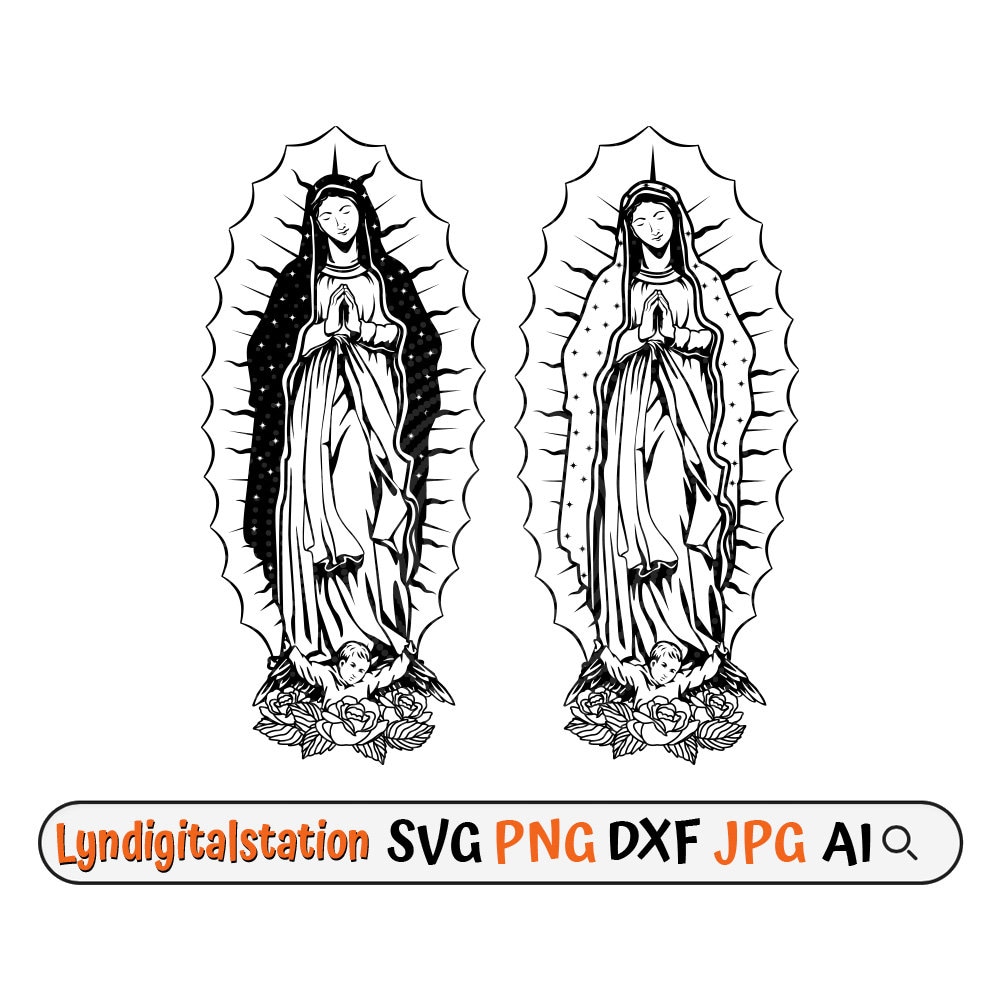 Mother Mary Svg | Virgen De Guadalupe Clipart | Lady of Guadalupe Cut ...