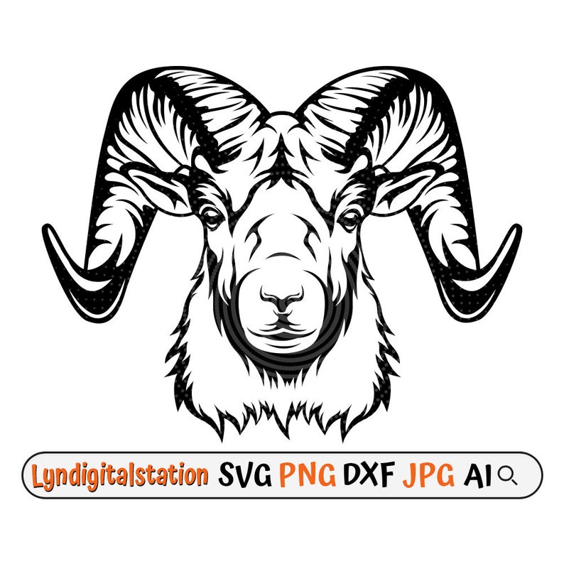Ram Svg | Farm Animal Clipart | Mountain Sheep Cut File | Wild Animal Stencil | Male Bighorn ...