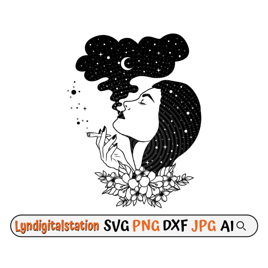 Girl Smoking Weed Svg Floral Weed Girl Clipart Cannabis Cut File Sexy ...
