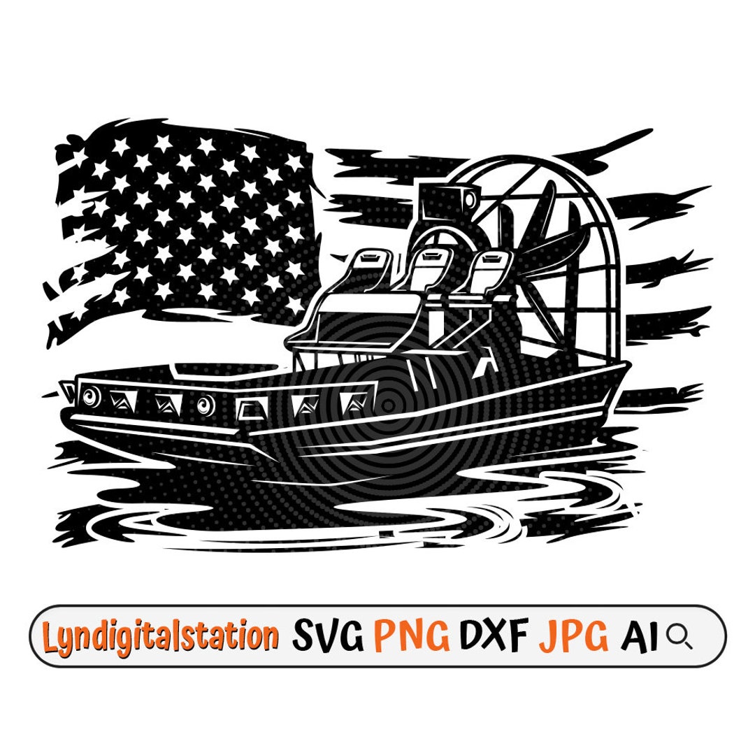US Airboat Svg | Lake Boat Clipart | Swamp Fishing Cut File | US Boat ...