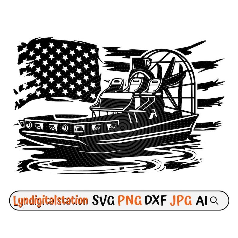 US Airboat Svg | Lake Boat Clipart | Swamp Fishing Cut File | US Boat ...