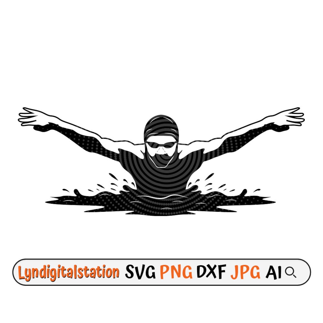 Butterfly Swimming Svg | Butterfly Stroke Clipart | Swimming Cut File ...