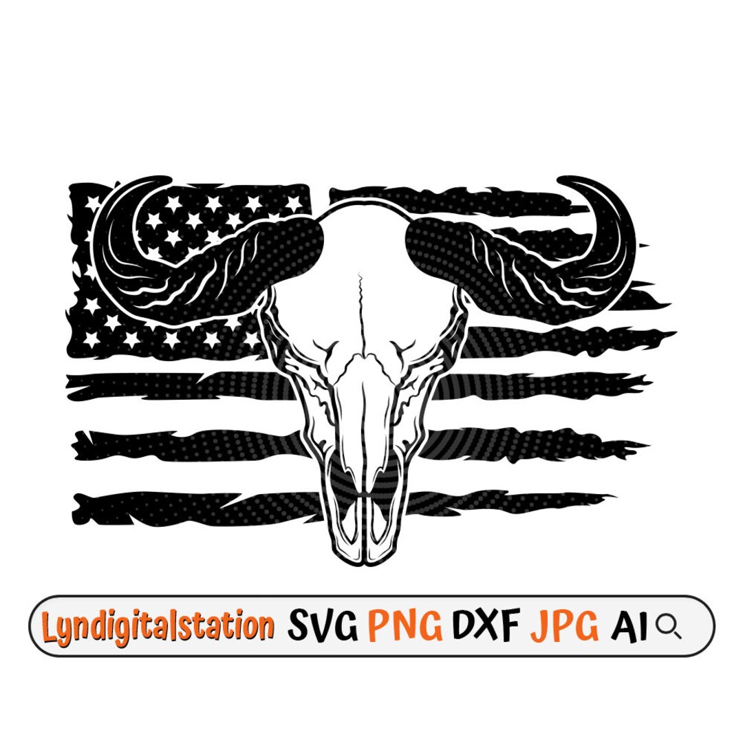 Buffalo Skull USA Svg | Cow Skull Clipart | USA Buffalo Cut File ...