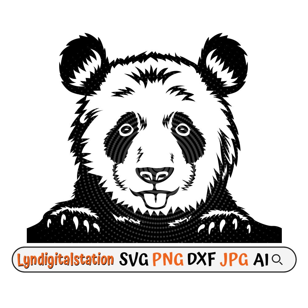 Panda Face Svg Panda Clipart Panda Cut File Peeking Panda - Etsy