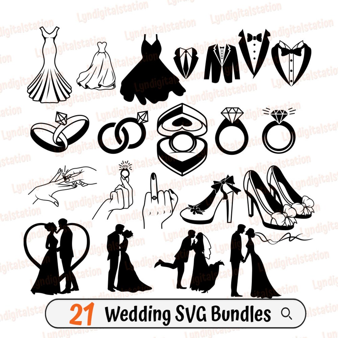 21 Wedding Bundles Svg | Couple Clipart | Bride and Groom Cut File ...