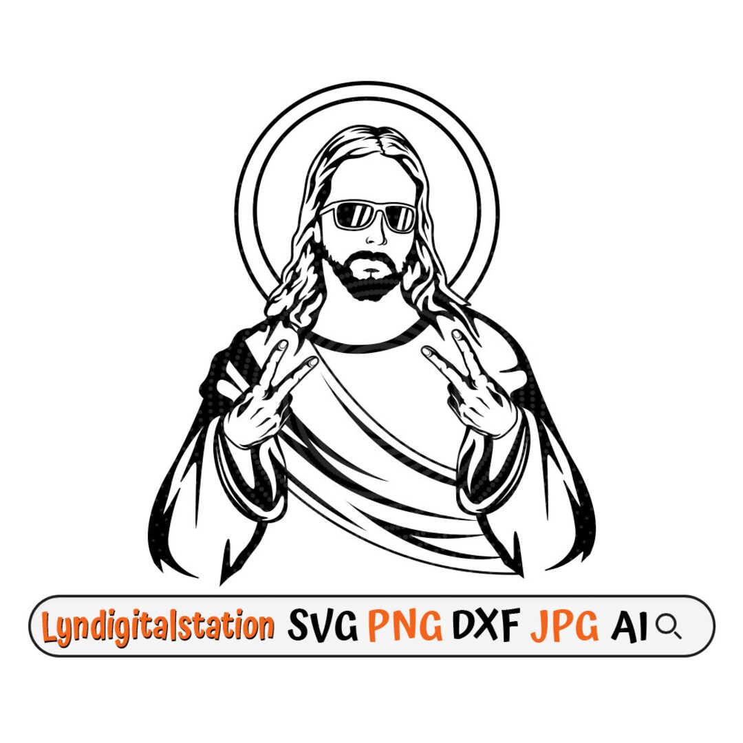 Cool Jesus Svg | Jesus Peace Sign Clipart | Son of God Cut File ...