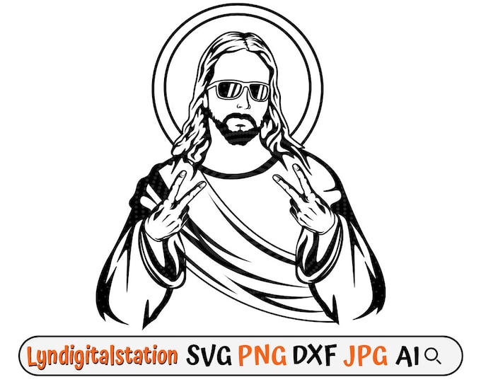Cool Jesus Svg | Son of God SVG | Jesus Peace Sign Png | Religious ...