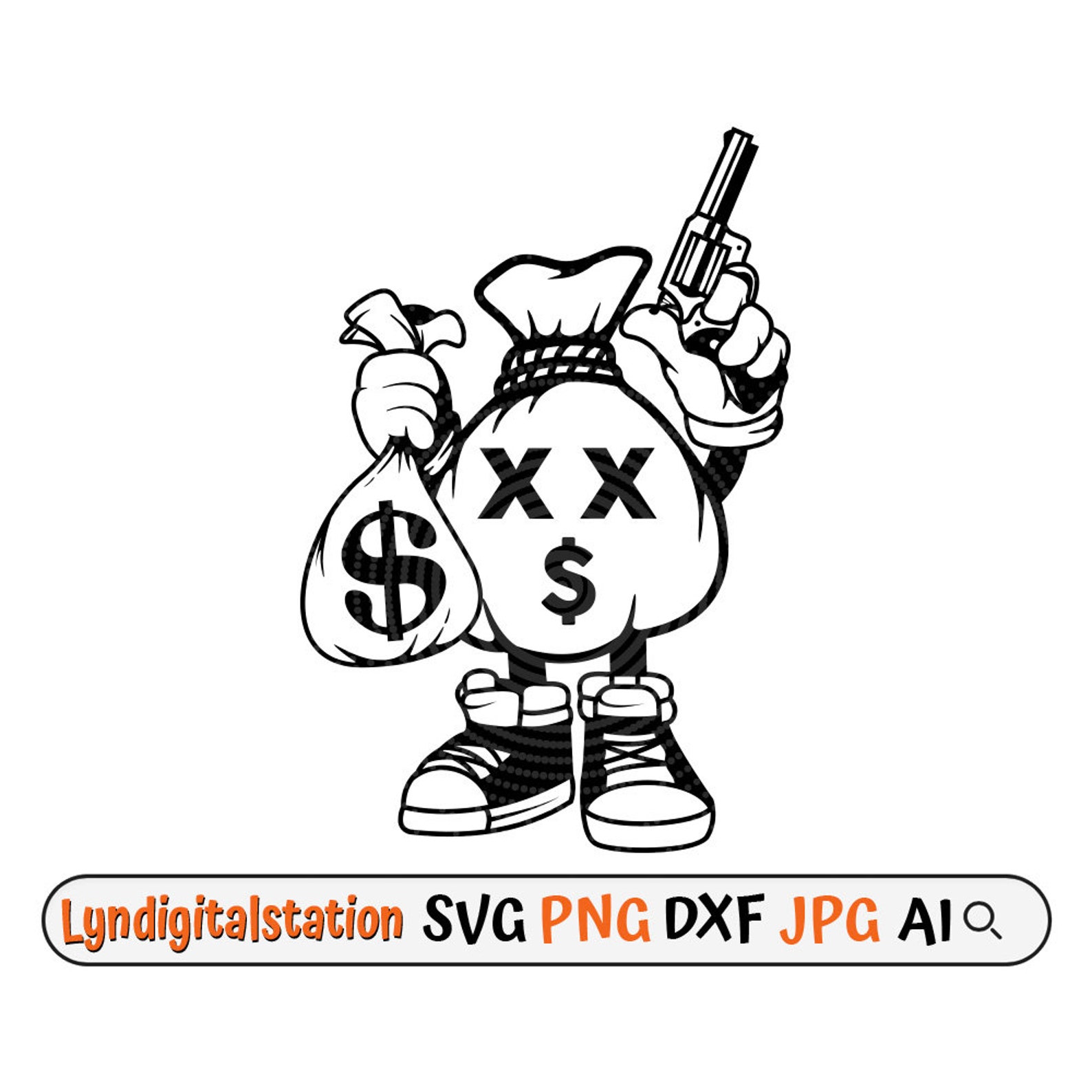 Money Bag Svg Bandit Money Clipart X Money Bag X Gangster - Etsy