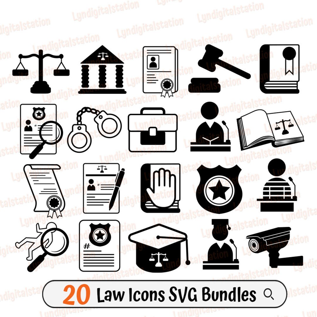 20 Law Icons Bundles Svg | Public Prosecutor Clipart | Justice Cut File ...