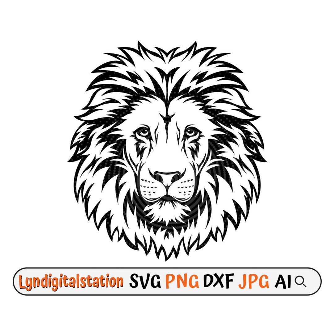Lion Svg | Lion Head Clipart | Lion Face Cut File | King Lion Stencil ...