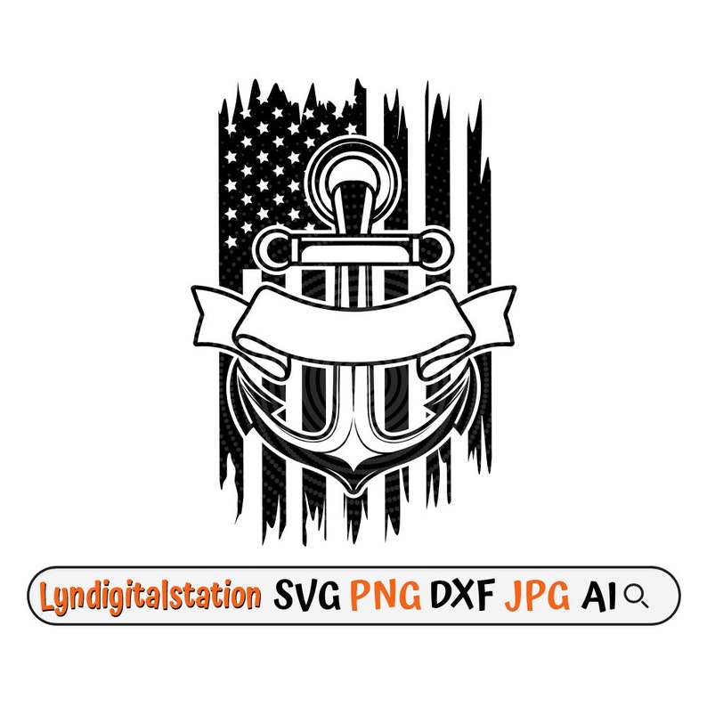US Anchor Svg | Anchor W/ Banner Clipart | American Nautical Anchor Cut ...