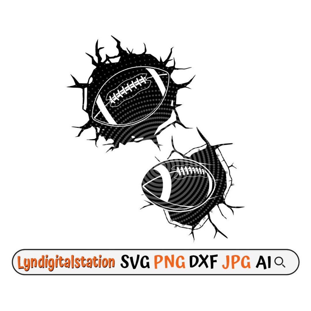 American Football Svg | Football Clipart | Cracked Wall Football Cut ...