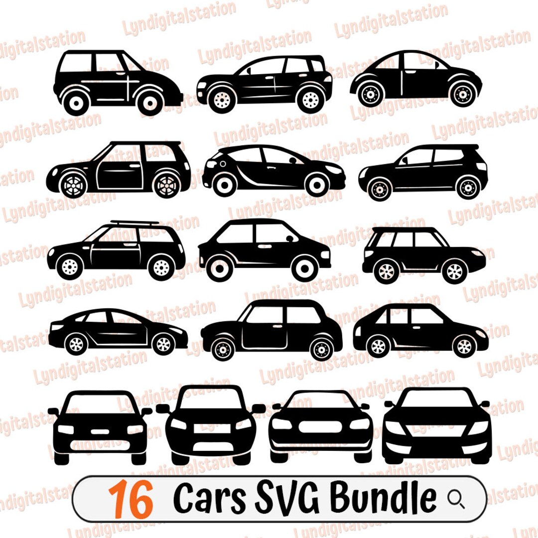 16 Car Bundles Svg | Car Clipart | Race Cars Cut File | Automobile ...