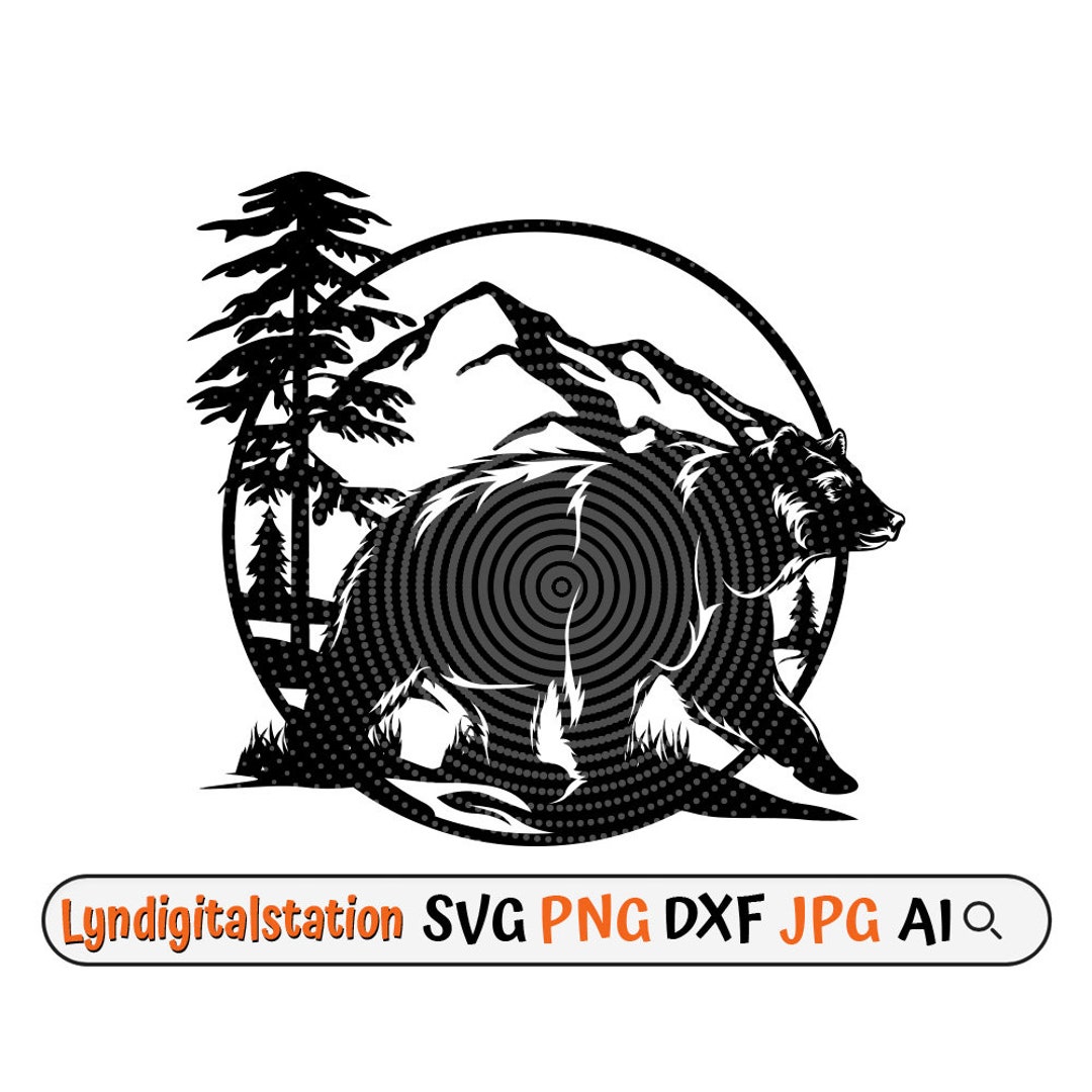 Bear Scene Svg | Bear Clipart | Forest Animal Cut File | Walking Bear ...