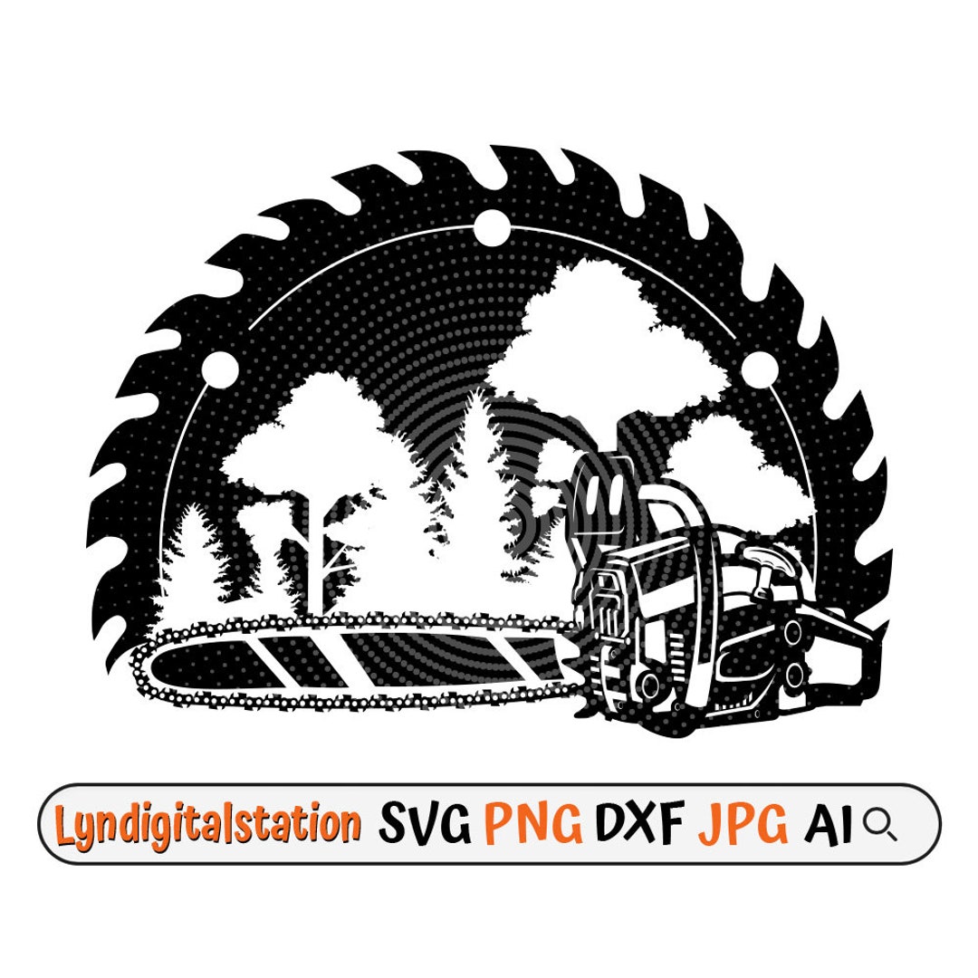Chainsaw Scene Svg | Trees Clipart | Forest Cutter Cut File | Logger ...