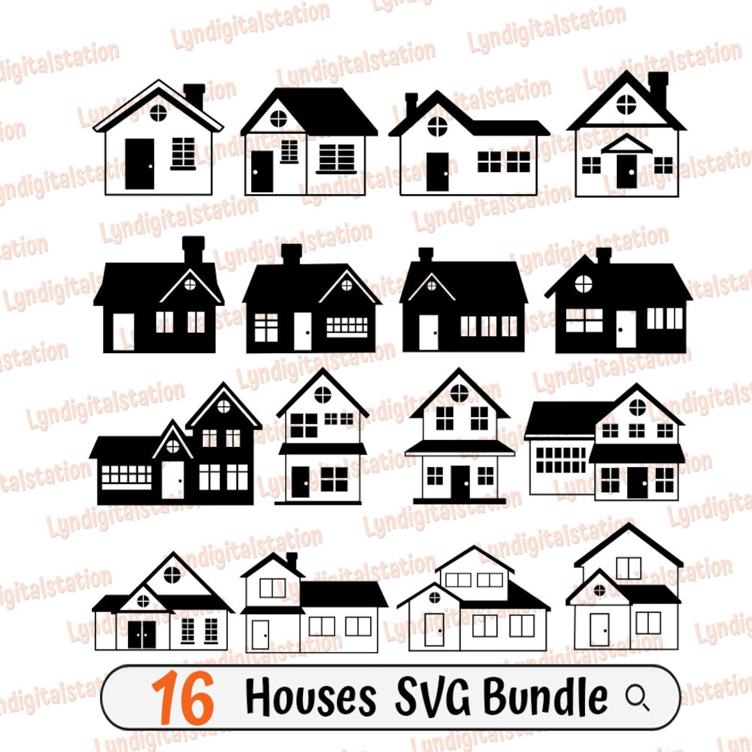 16 Houses Bundles Svg | House Design Clipart | Architectural Structure ...