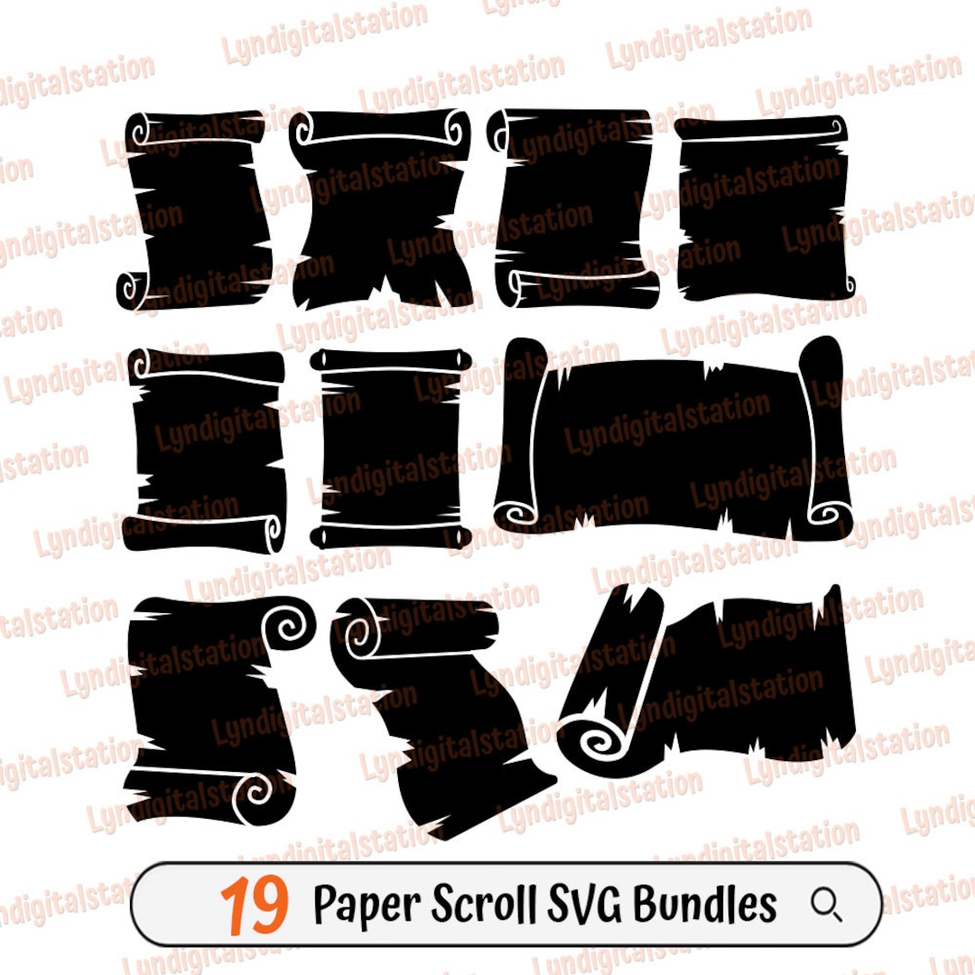 Paper Scroll Bundles Svg |19 Scroll Paper Clipart | Papyrus Cut File ...