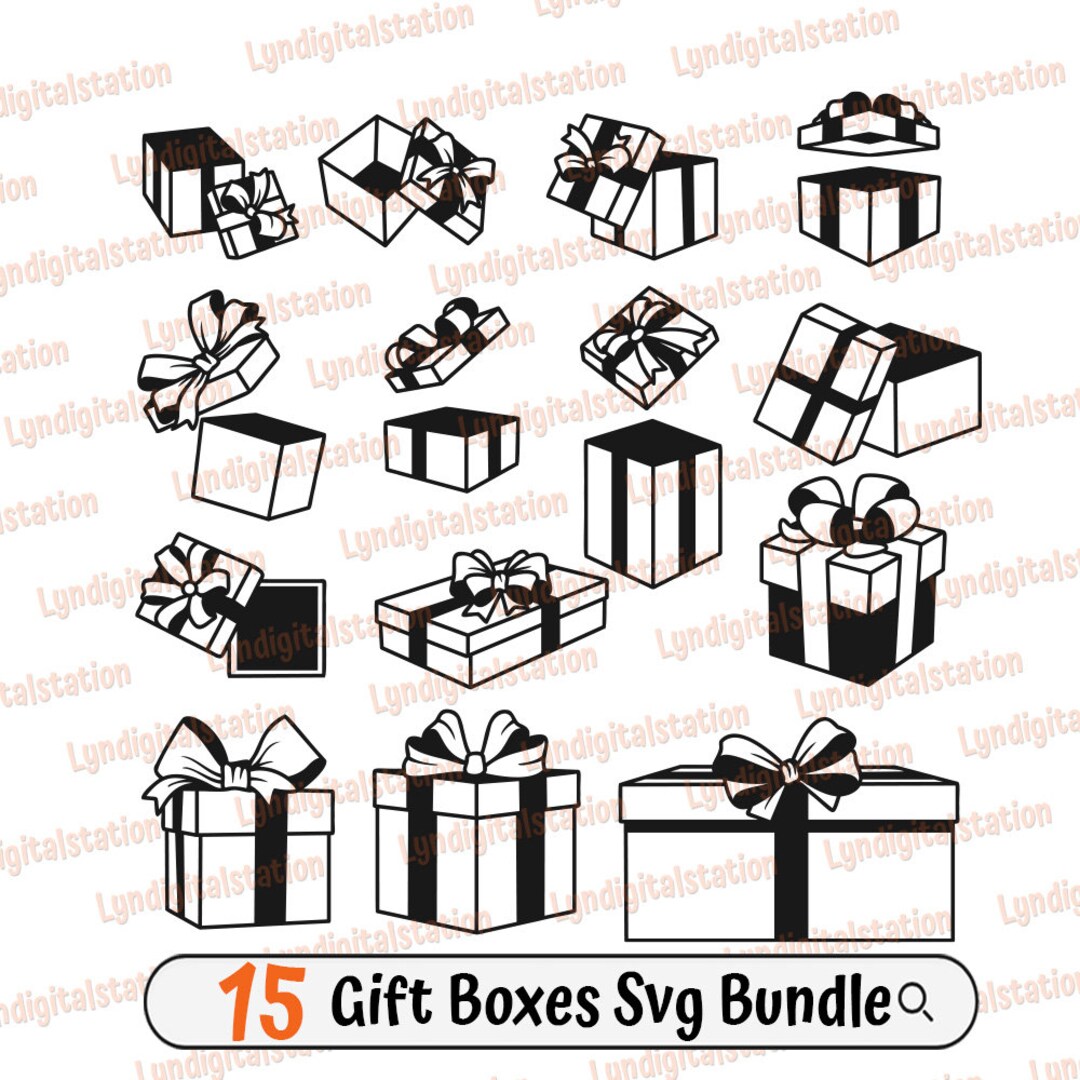 15 Gift Boxes Bundles Svg | Shape Clipart | Storage Cut File ...