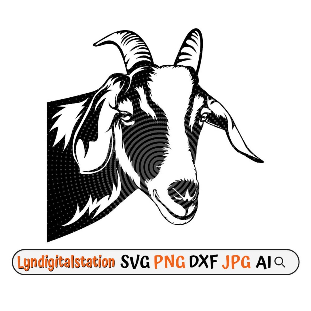 Goat Peeking Svg | Kid Clipart | Peeking Goat Cut File | Big Horn ...