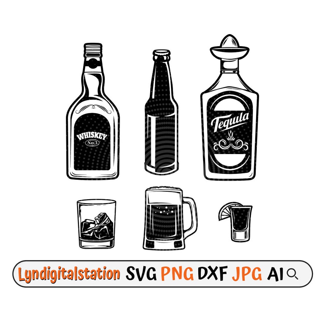 Alchol Svg | Tequila Drinks Clipart | Whiskey Cut File | Cocktails ...