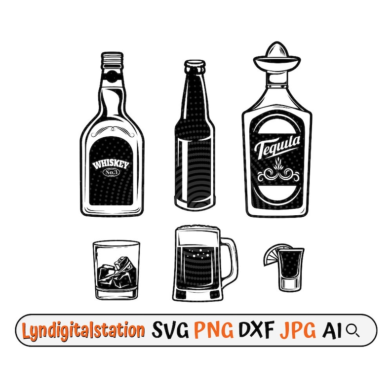 Alchol Svg Tequila Drinks Clipart Whiskey Cut File - Etsy