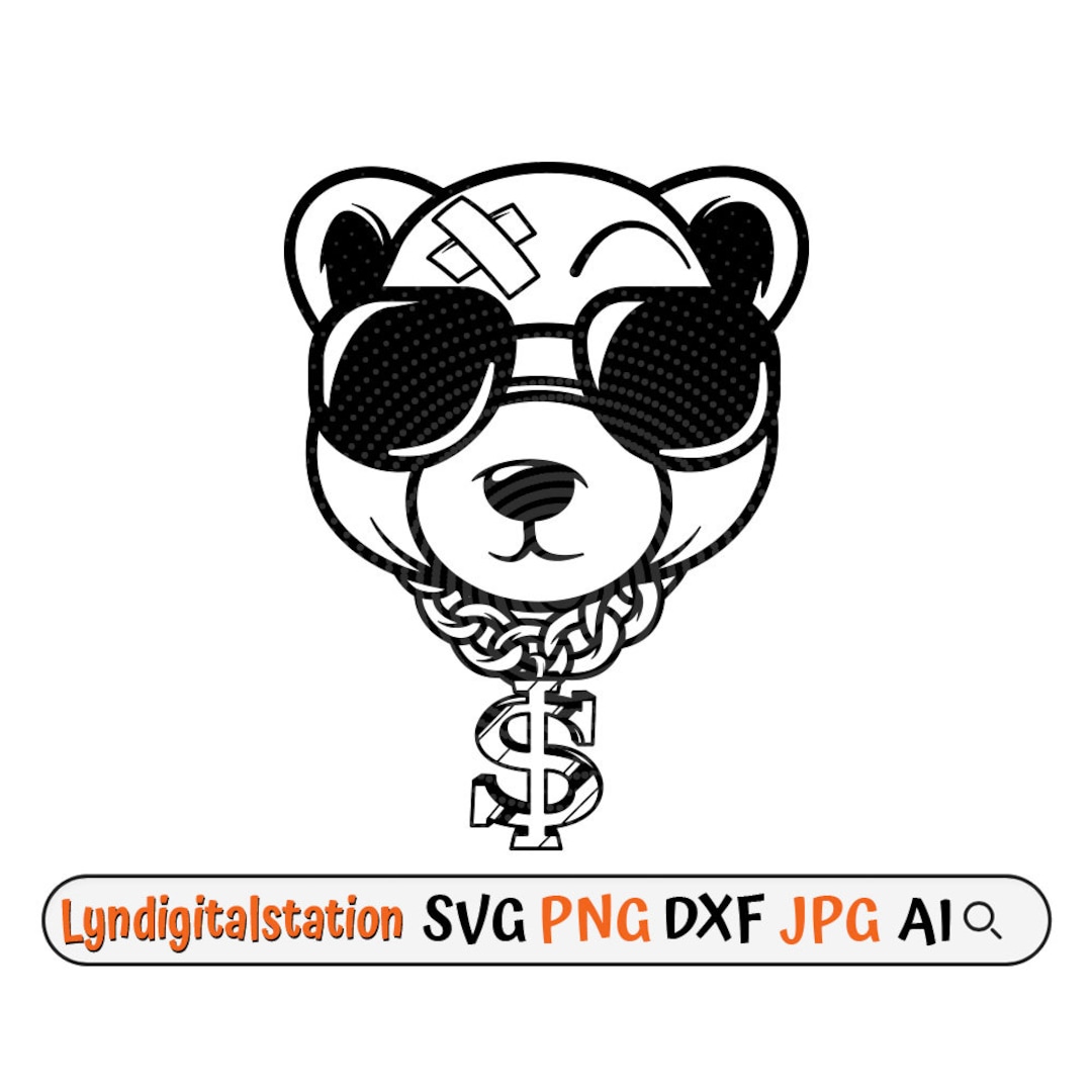 Bear Gangsta Svg | Teddy Gangster Head Clipart | Bear Head Cut File ...