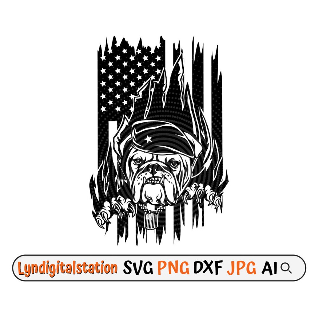 Bulldog Military Svg | Animal Pet Clipart | US Bulldog Cut File ...