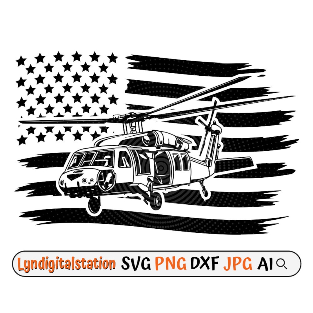 US Black Hawk Helicopter Svg | Helicopter Clipart | American Army ...