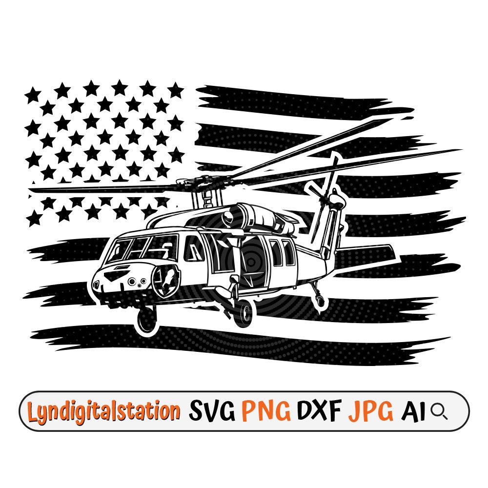 US Black Hawk Helicopter Svg | Helicopter Clipart | American Army ...
