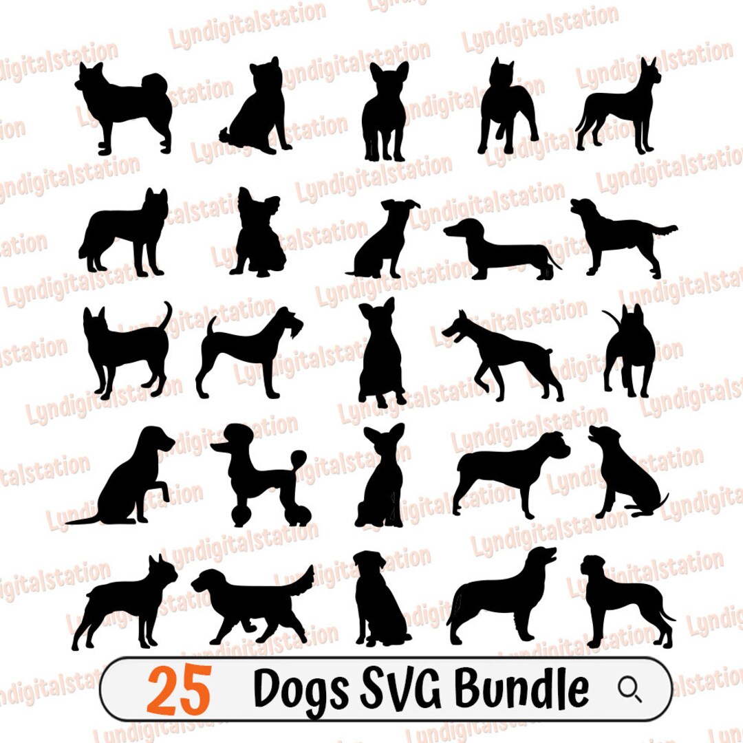 25 Dogs Bundles Svg | Dog Breed Clipart | Puppy Cut File | Domestic ...