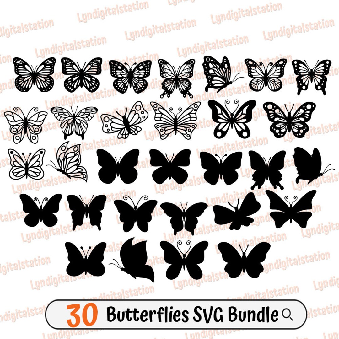30 Butterflies Bundles Svg | Garden Clipart | Butterflies Cut File ...