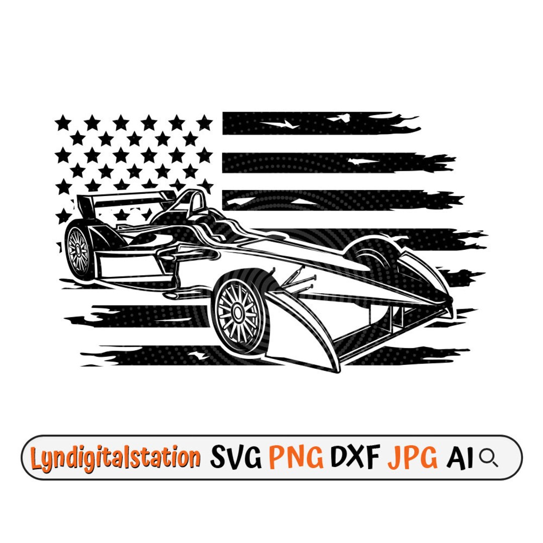 US Racing Car Svg | Racecar Clipart | Sports Car Cut File | Car Lover ...