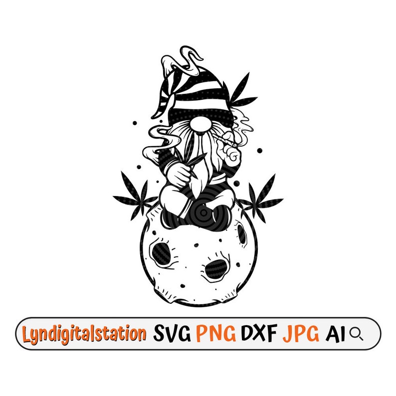 Gnome Smoking Joint in the Moon Svg Gnomes 420 Clipart - Etsy