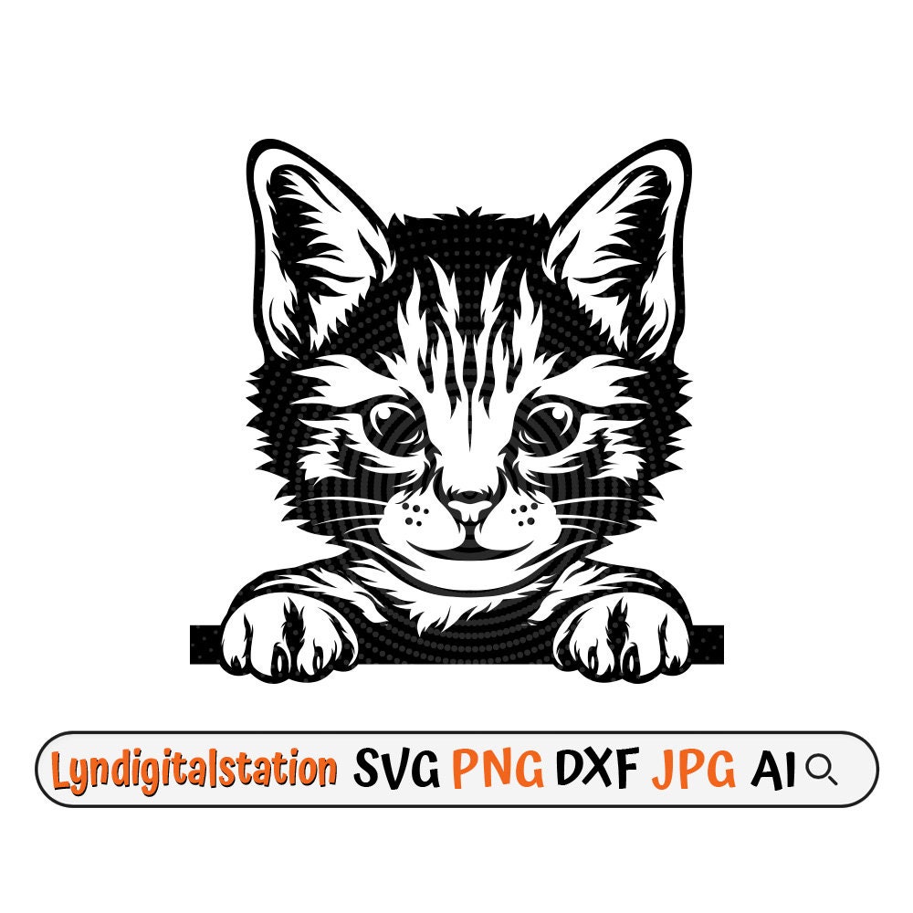 Cat Peeking Svg Kitten Clipart Cat Cut File Cute Peeking Cat Face ...
