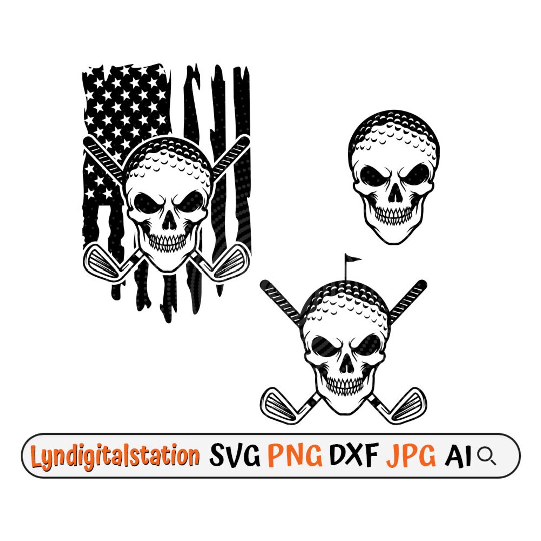 US Golf Skull Svg | Ball Skull Clipart | Golf Cut File | Golf Ball ...