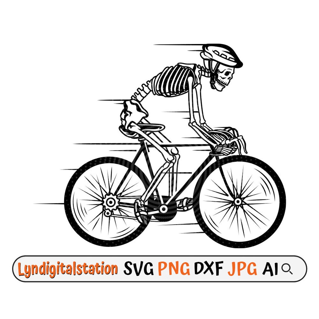 Skeleton Riding A Bicycle Svg | Cycling Clipart | Dead Cyclist Cut File ...